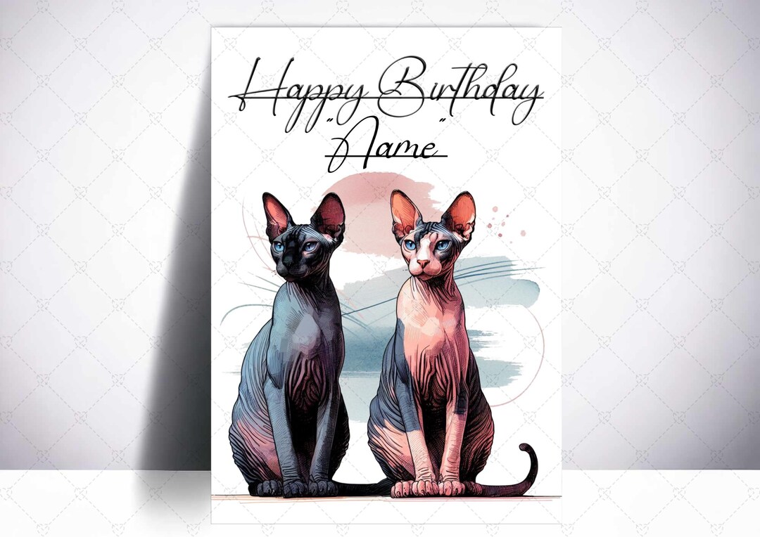 Sphynx Cat Happy Birthday Card-sphynx Card-cat Lover-cat Gifts-sphynx ...