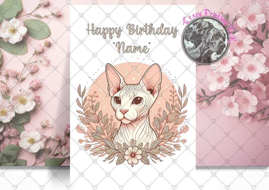 Sphynx Cat Happy Birthday Card - Gift for Cat Lover - the Cat Lover ...