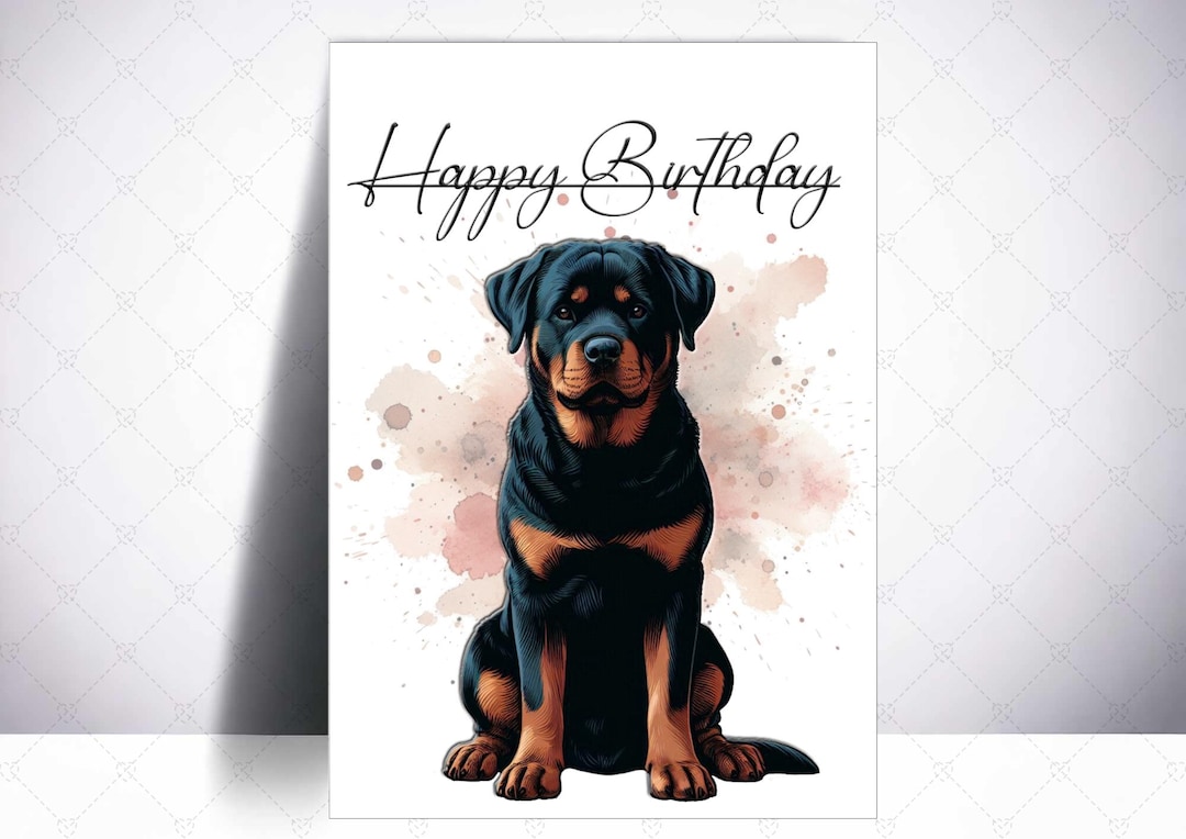 Rottweiler Happy Birthday Card-dog Card-rotty Dog-rottweiler Gifts ...