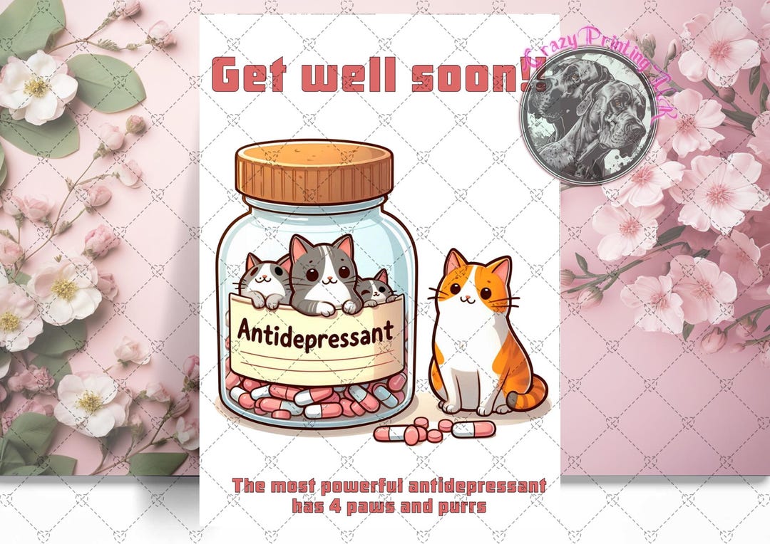 Antidepressants Cats in a Bottle Card - Get Well Greeting Card - Card ...