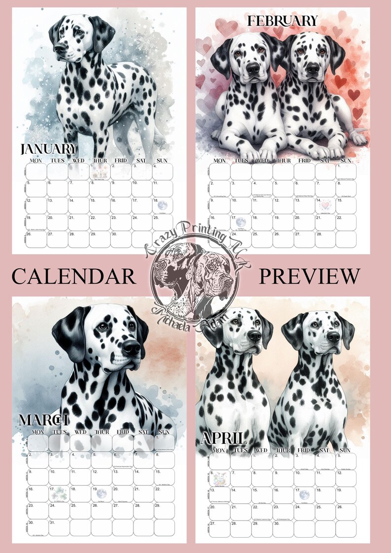 Dalmatian 2026 Calendar-calendar 2026-dog Calendar 2026-dalmatian Gifts ...