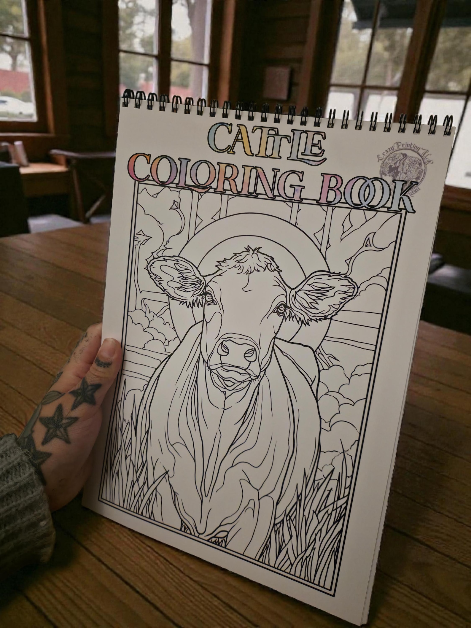 Cattle Coloring Book-cow Coloring-coloring Therapy-halo Cows-geometric ...