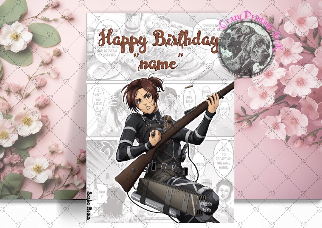 Sasha Braus Happy Birthday Card Personalised Card Attack on Titan ...