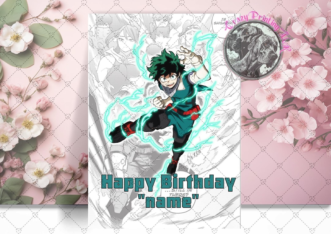 Deku Happy Birthday Card My Hero Academia Birthday Card Personalised ...