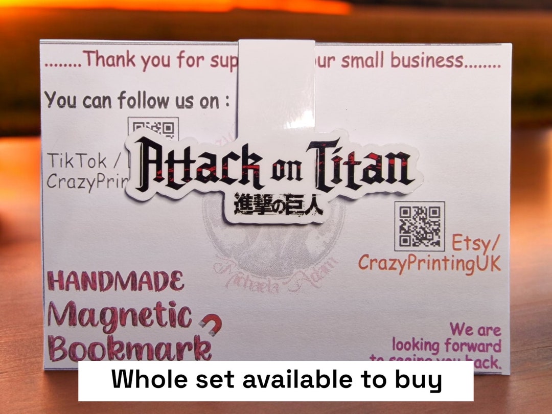 Attack on Titan Magnetic Bookmark Gift for Book Lover Gift for Manga ...
