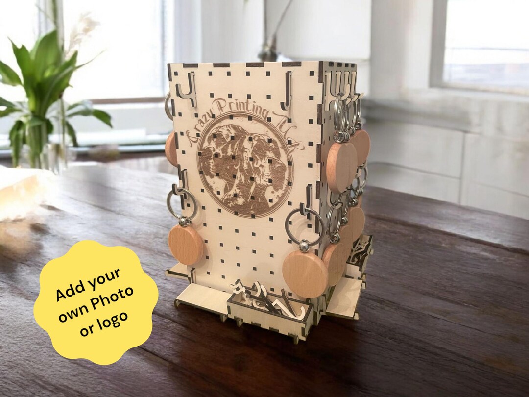 Wooden Laser Cut Keychain Display Stand-customizable Keychain Stand ...
