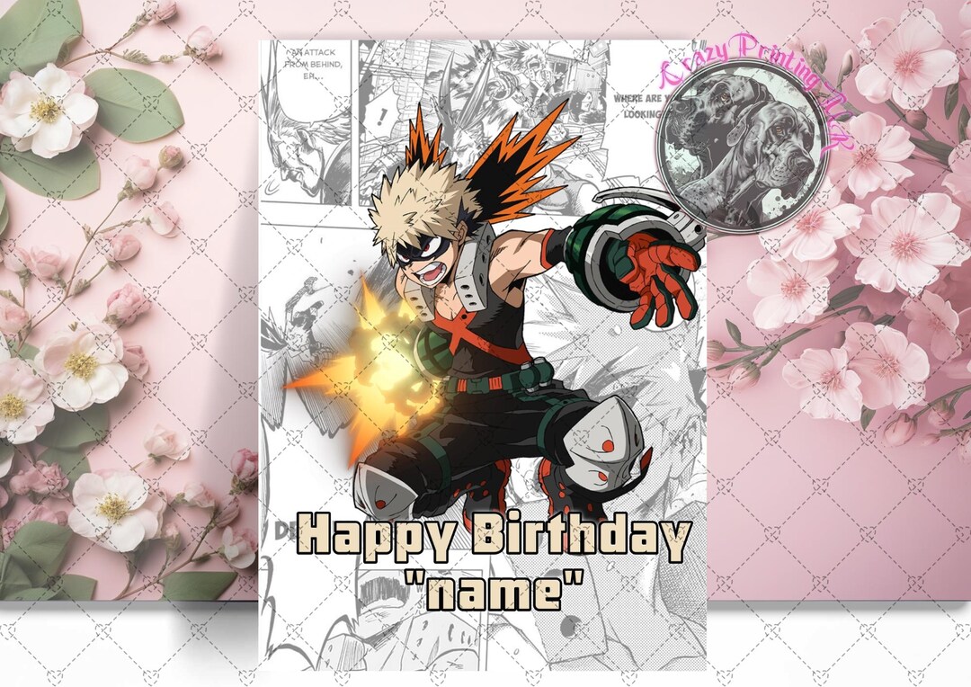 Katsuki Bakugo Happy Birthday Card - My Hero Academia Birthday Card ...