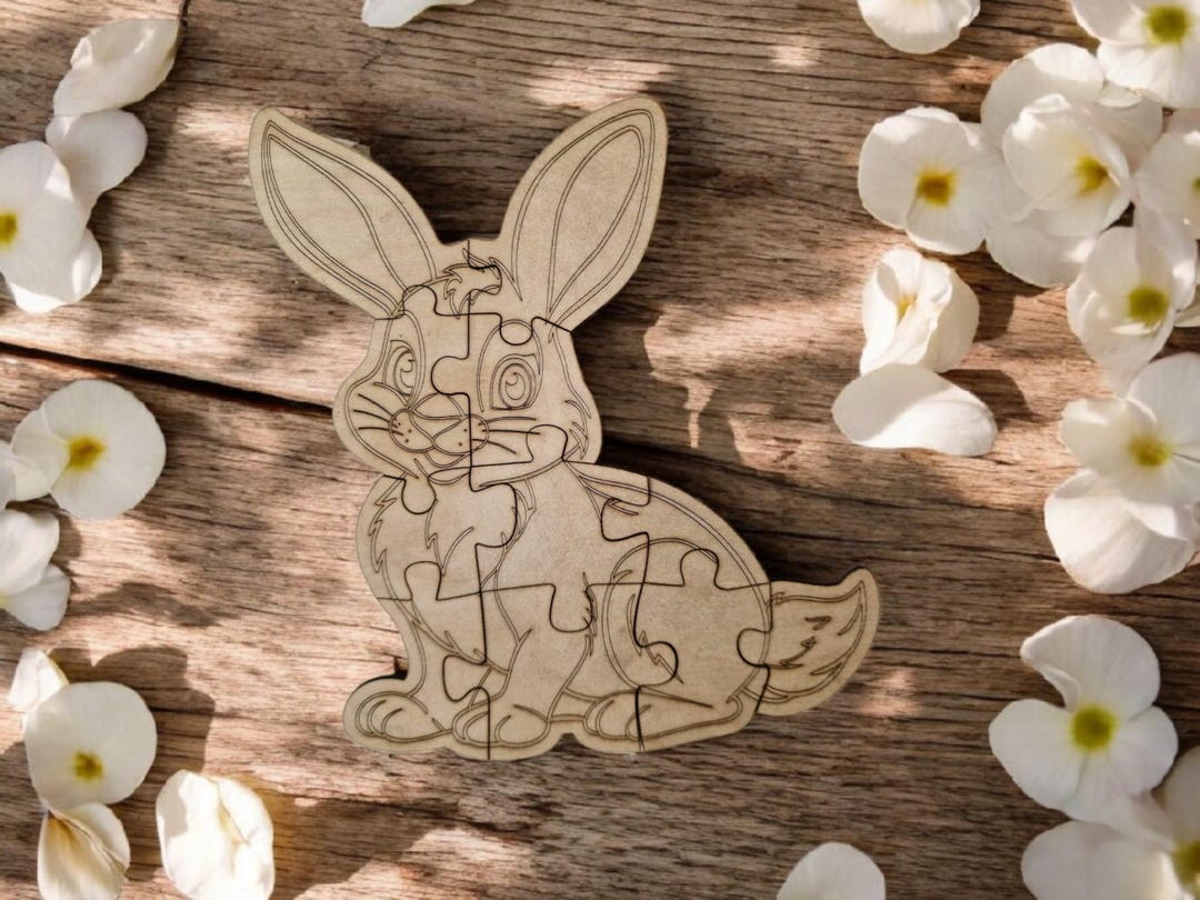 Wooden Laser Cut Jigsaw Puzzle-rabbit Puzzle-small Puzzle for Kids-kids ...