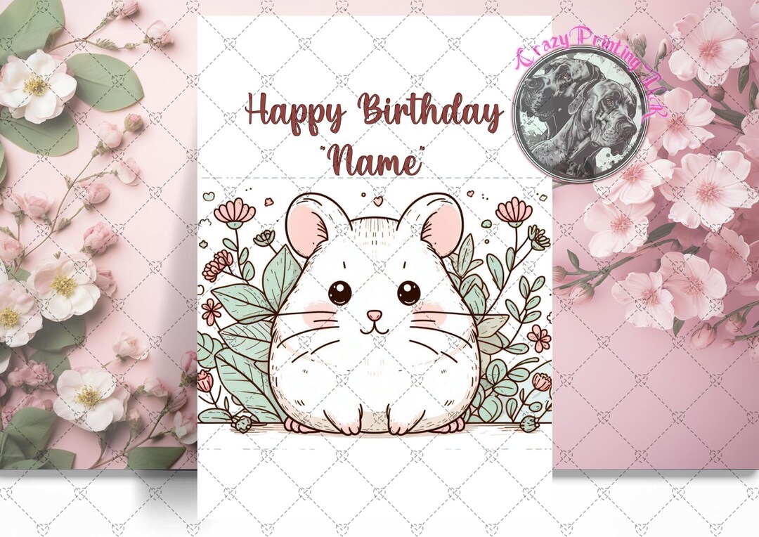 Hamster Happy Birthday Card Gift for Rodent Lover the Hamster Lover ...