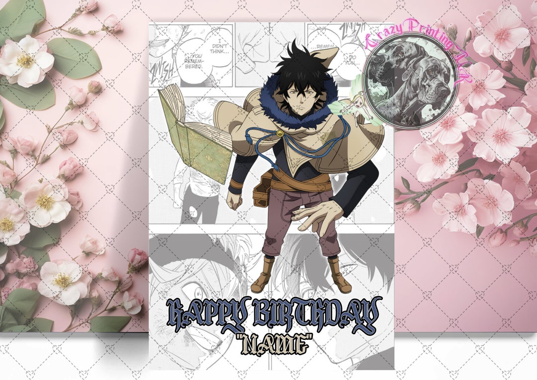 Yuno Happy Birthday Card - Personalised Card - Anime Birthday Card ...