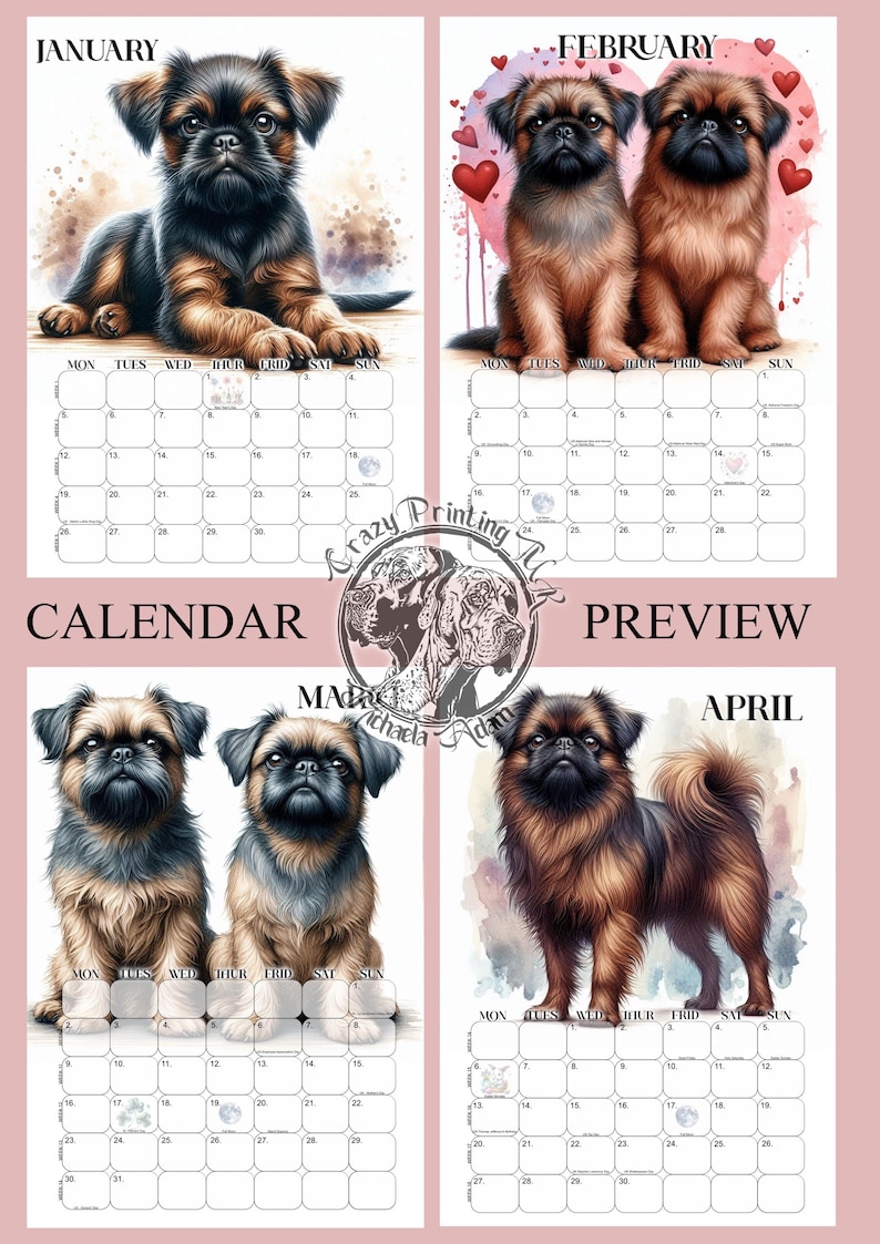 Brussels Griffon 2026 Calendar-calendar 2026-dog Calendar 2026-griffon ...