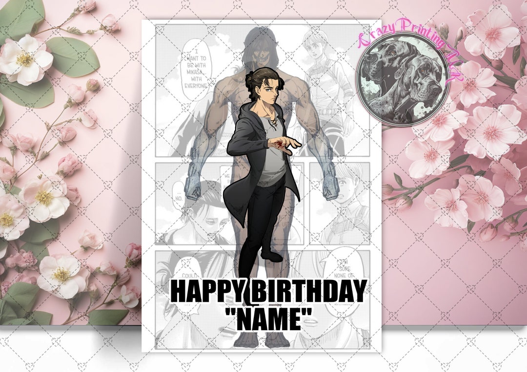 Happy Birthday Eren Jeager Card - Personalised Card - Attack on Titan ...