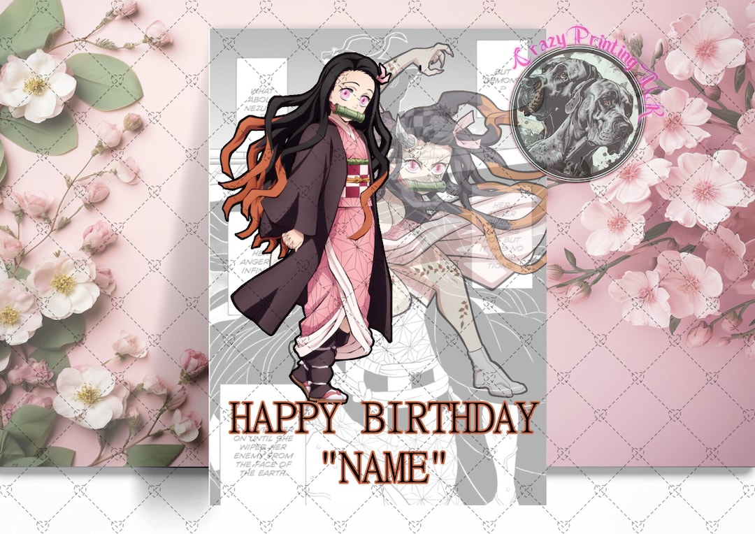 Nezuko Kamado Birthday Card Demon Slayer Birthday Card Personalised ...