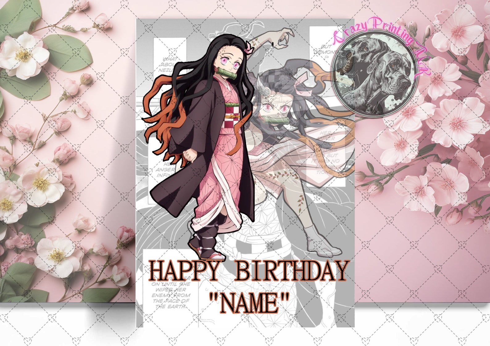 Nezuko Kamado Birthday Card Demon Slayer Birthday Card Personalised ...