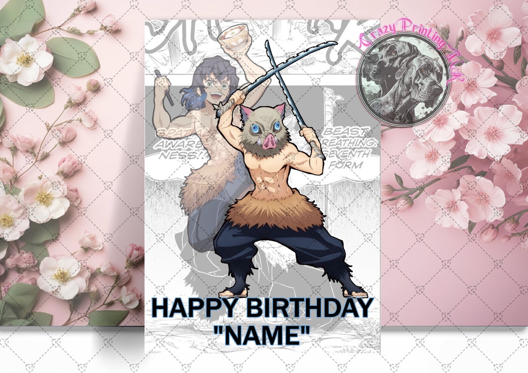 Inosuke Happy Birthday Card - Personalised Card - Inosuke Hashibara ...