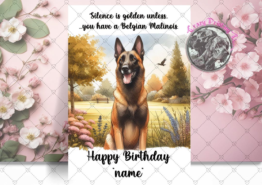 Belgian Malinois Happy Birthday Card Gift for Dog Lover the Dog Lover ...