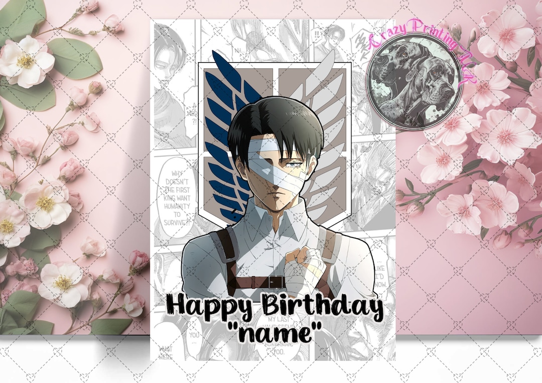 Happy Birthday Captain Levi Ackerman Card - Personalised Card - Attack ...
