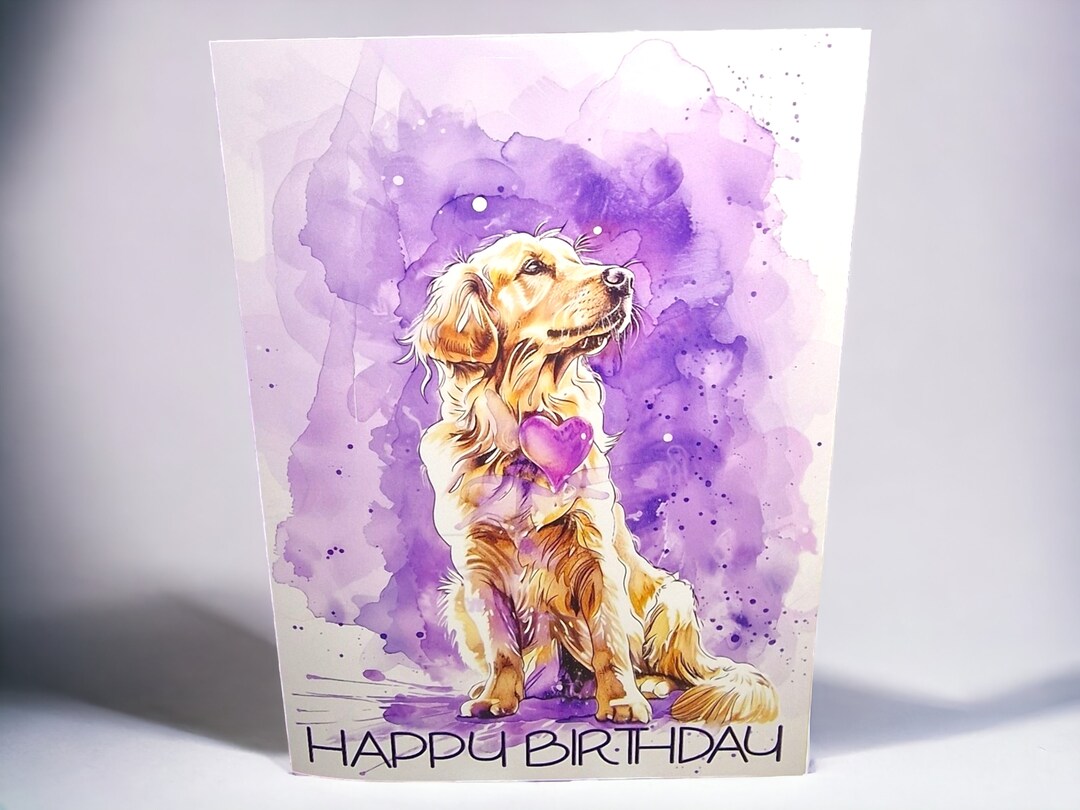 Golden Retriever Happy Birthday Card Gift for Dog Mum Gift for Dog Dad ...