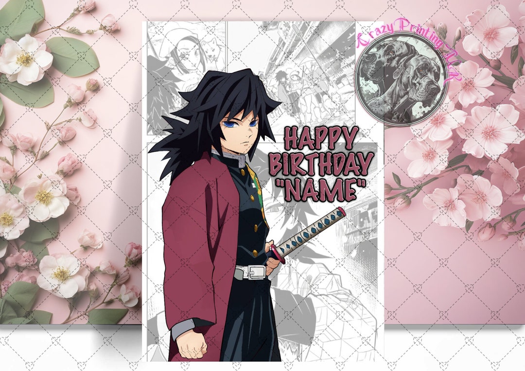 Giyu Tomioka Happy Birthday Card - Personalised Card - Water Hashira ...