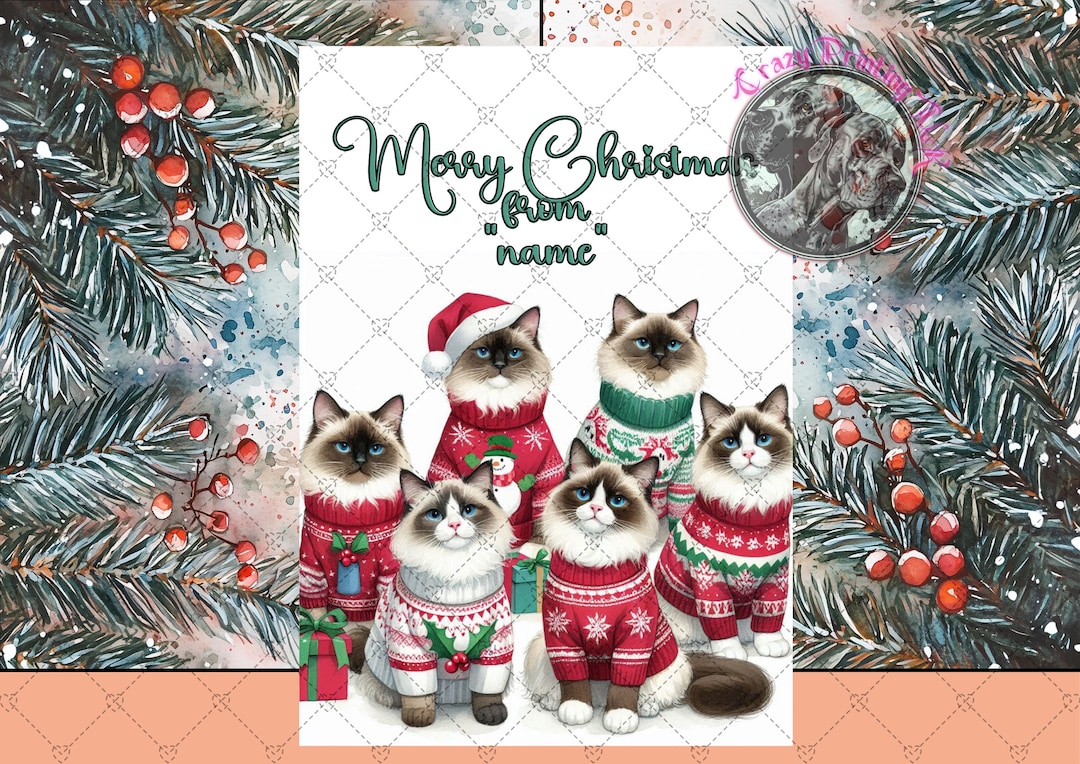 Ragdoll Cat Christmas Card A5 Card-cat Lover Christmas Card Merry ...