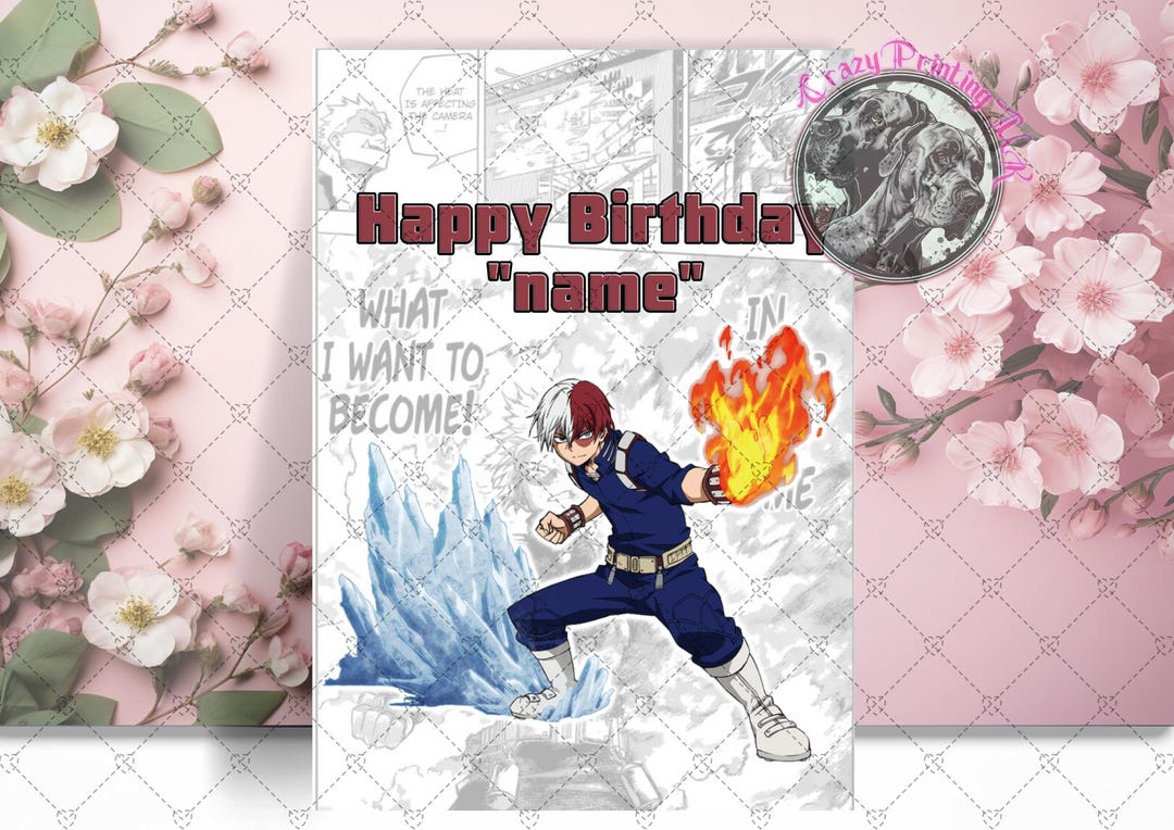 Shoto Todoroki Happy Birthday Card - My Hero Academia Birthday Card ...