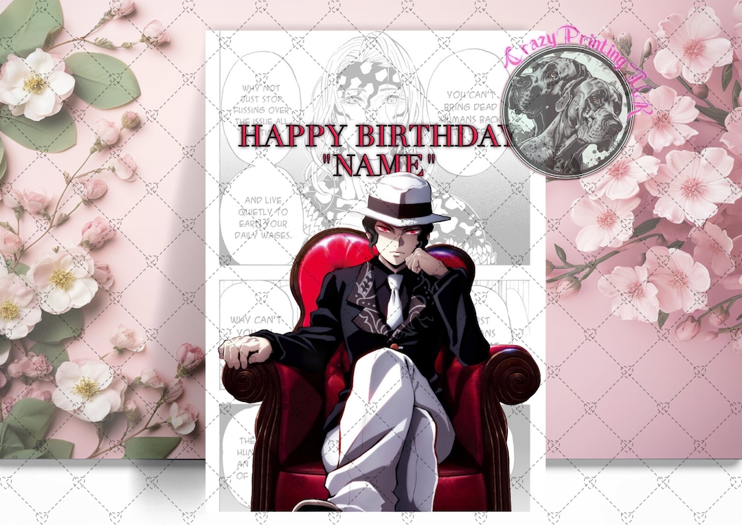Muzan Kibutsuji Happy Birthday Card - Personalised Card - Muzan ...