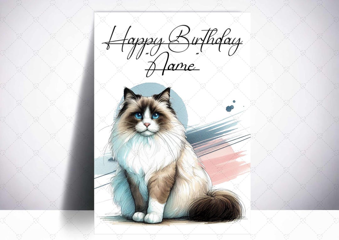 Ragdoll Cat Happy Birthday Card-ragdoll Cat Lover-ragdoll Gifts-cat ...