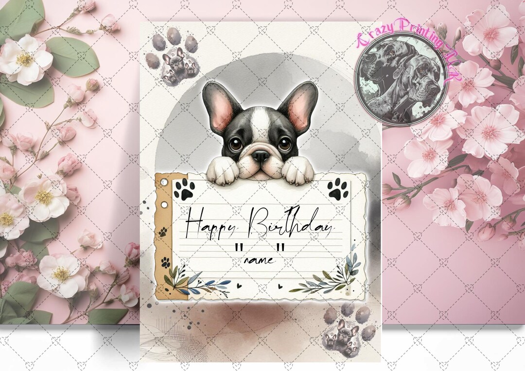 French Bulldog With Note Happy Birthday Card - Gift for Dog Lover - the ...