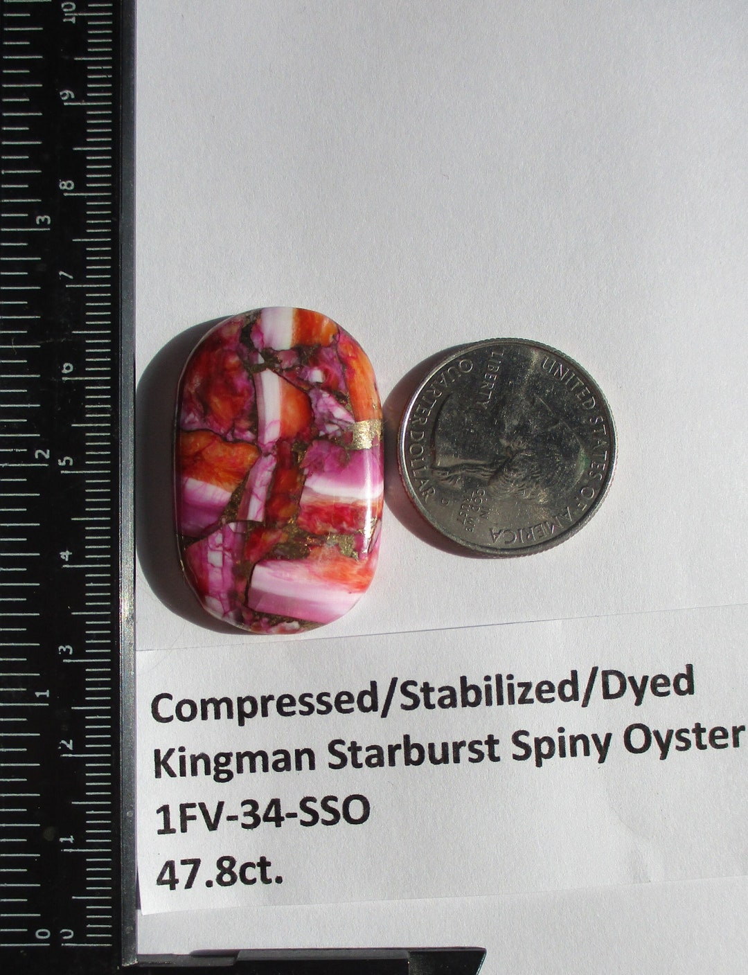 47.8 Ct. (36x23.5x6 Mm) Compressed/stabilized/dyed Kingman Starburst ...