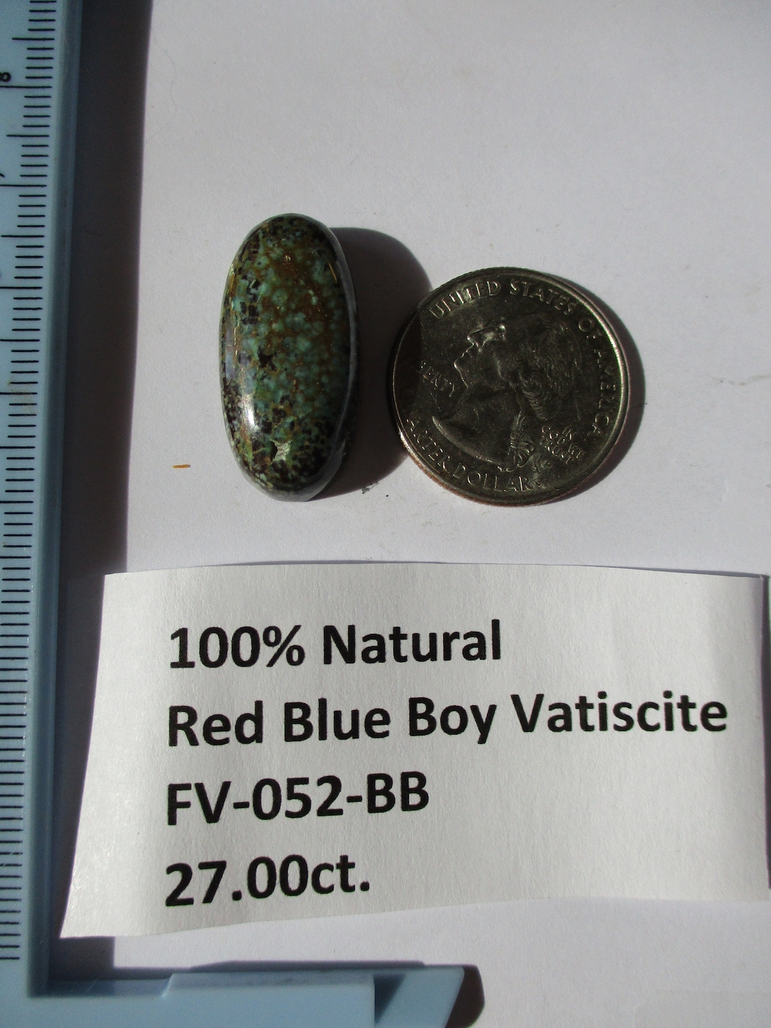 27.0 Ct. (27x14x8 Mm) 100% Natural Red Blue Boy Variscite, Cabochon ...