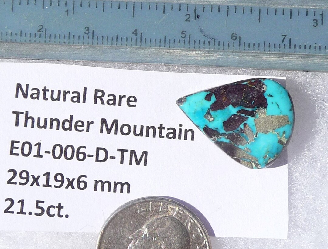 21.5 Ct. (29x19x6) Natural Rare Thunder Mountain Turquoise Cabochon ...