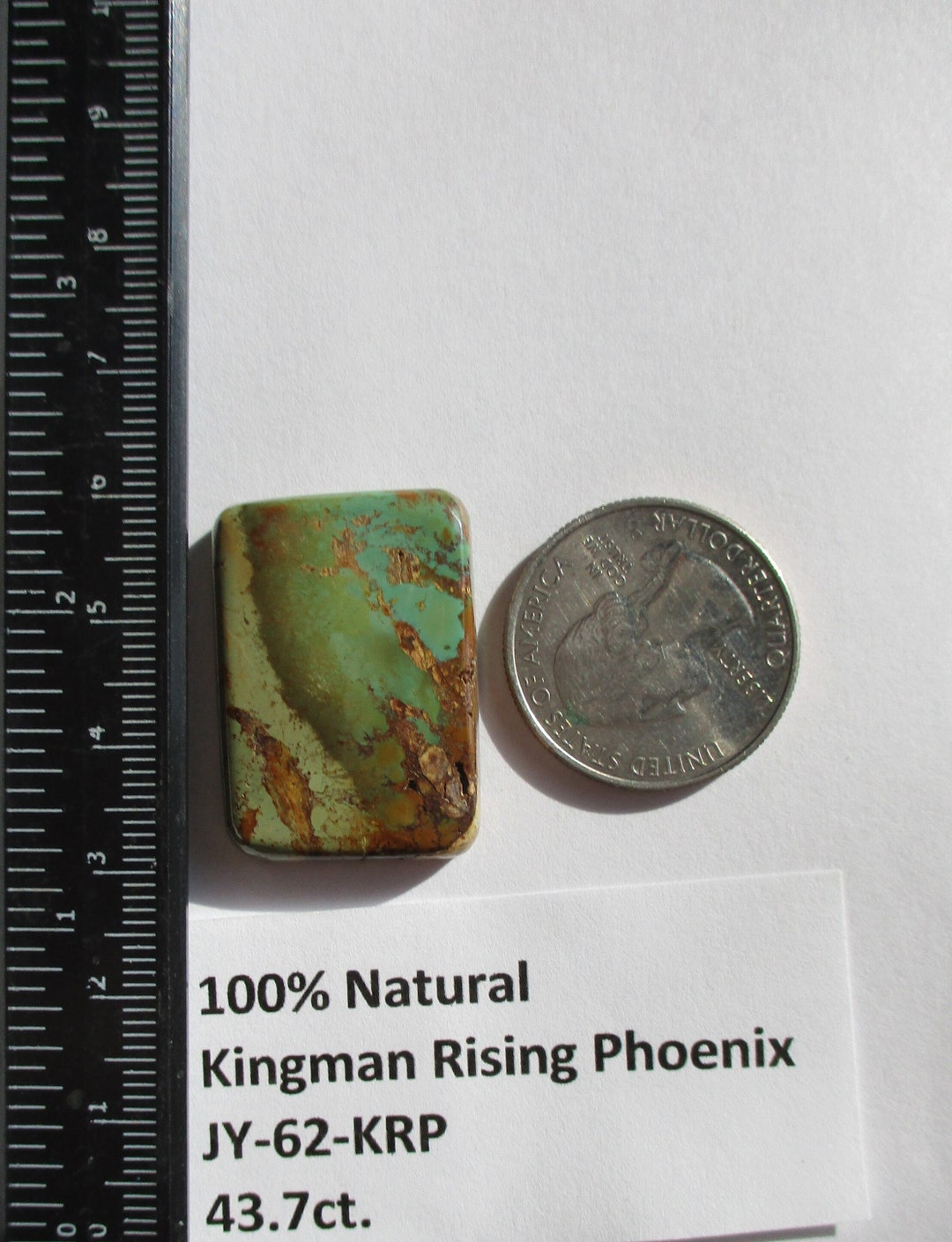 43.7 Ct. (30.5x22x6.5 Mm) 100% Natural Kingman Rising Phoenix Turquoise ...
