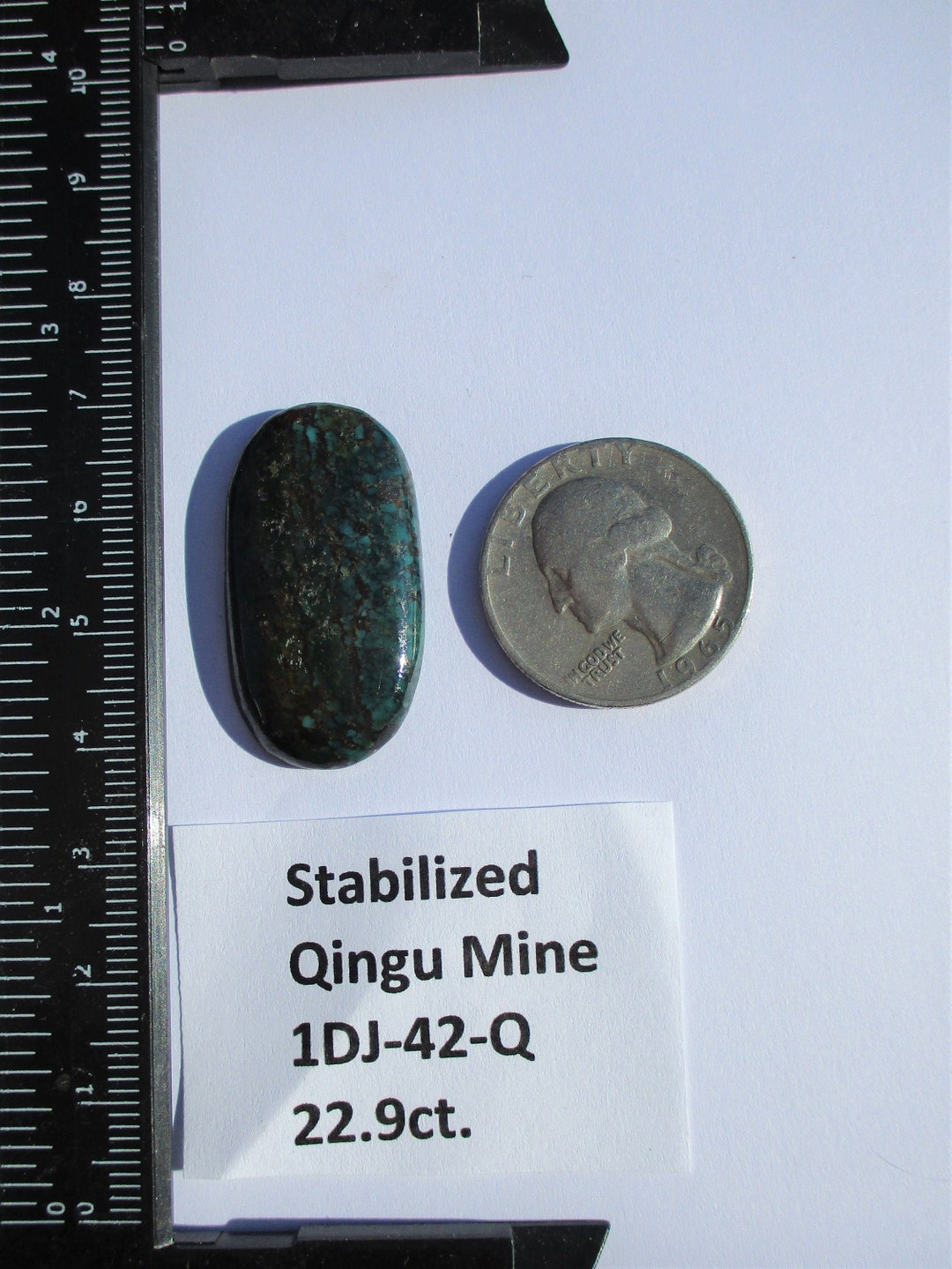 22.9 Ct. 33x18x4 Mm Stabilized Qingu Mine hubei Turquoise Cabochon ...