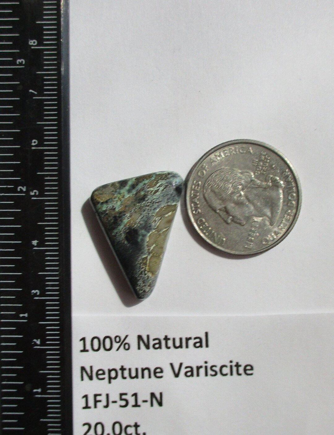 20.0 Ct. (27x18x7 Mm) 100% Natural Neptune Variscite Cabochon, Gemstone ...