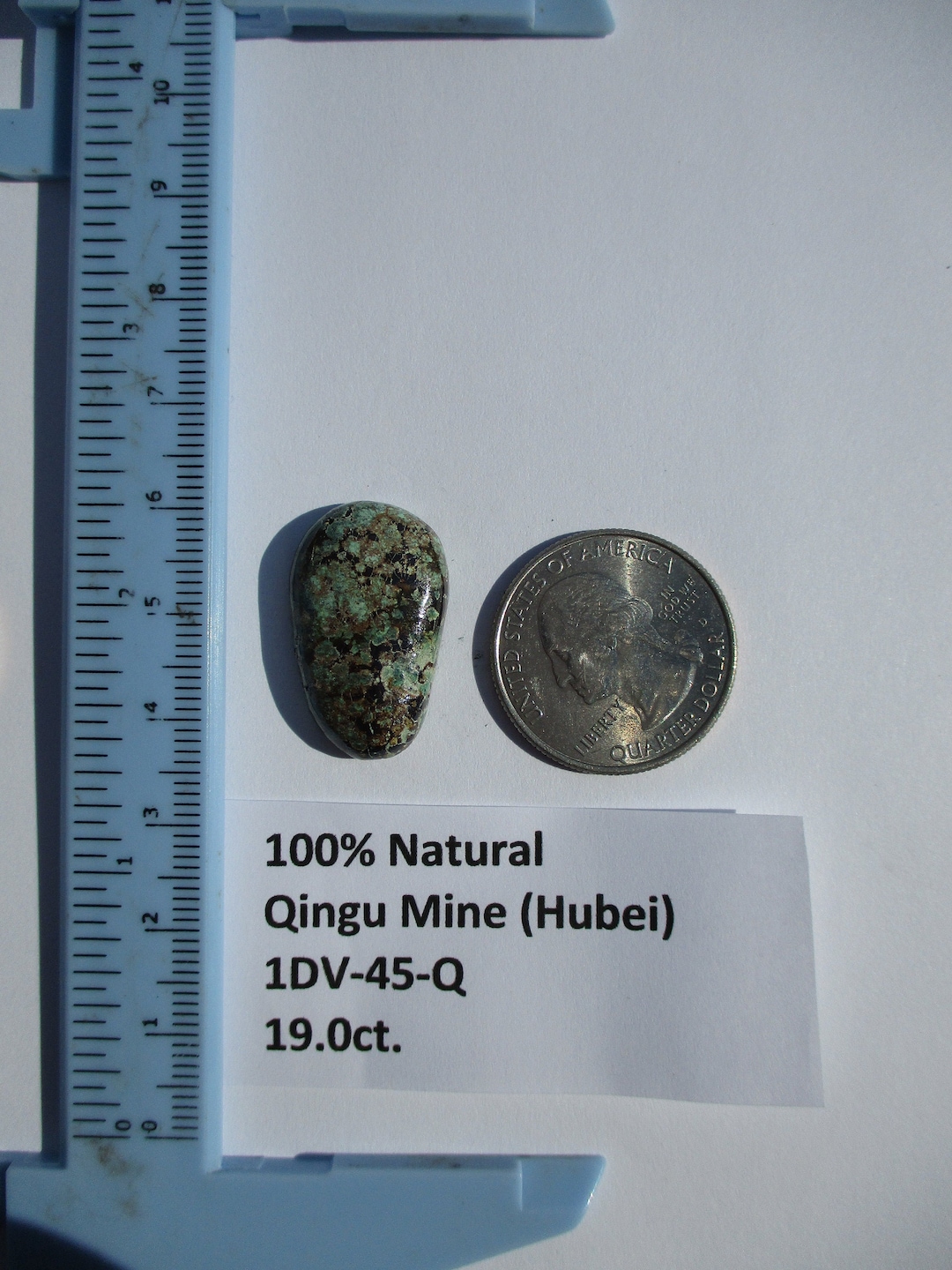 19.0 Ct. (25x15.5x6 Mm) 100% Natural Qingu Mine (hubei) Turquoise ...