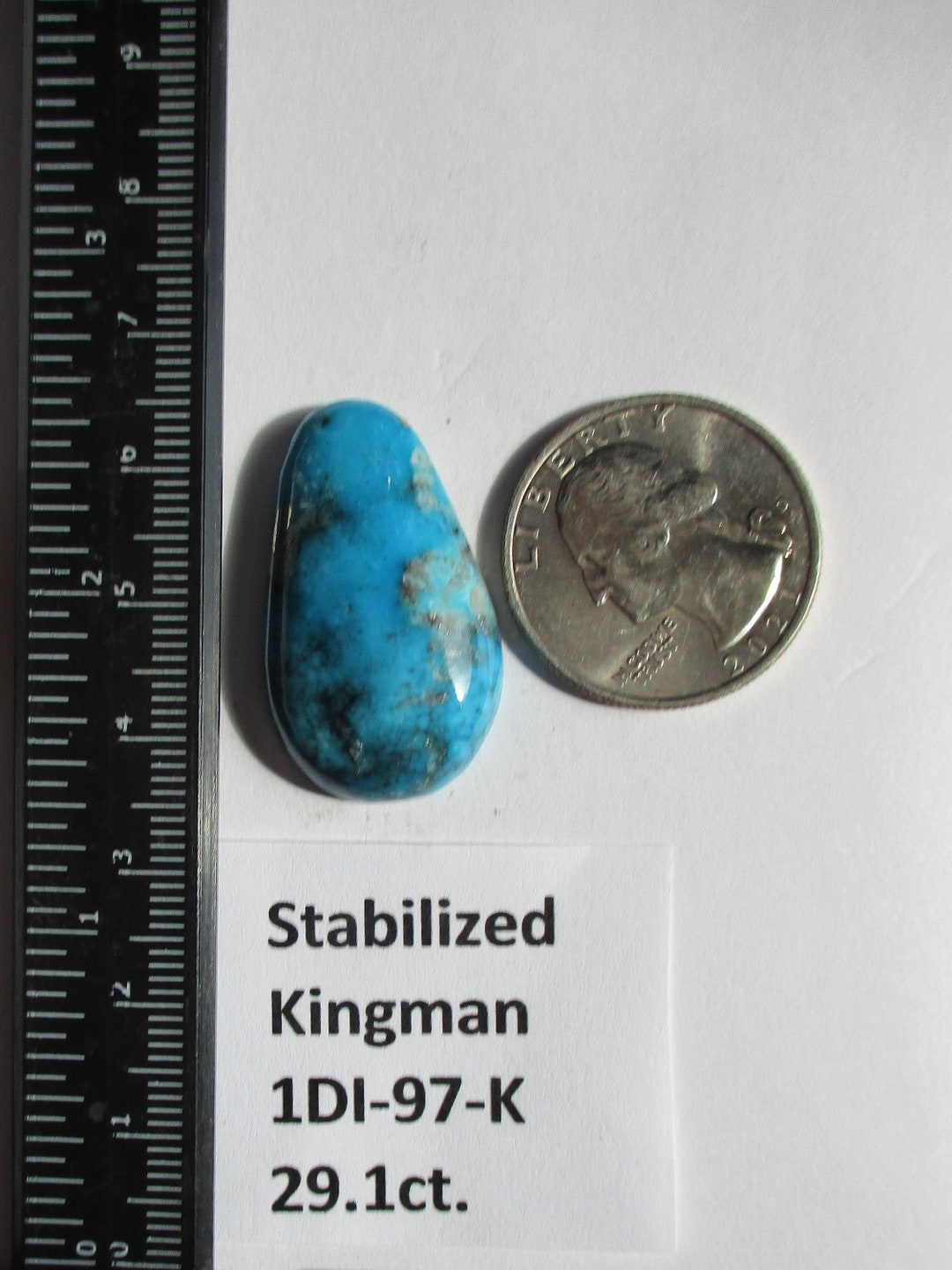 29.1 Ct. 31x19x7 Mm Stabilized Kingman Turquoise Cabochon, Gemstone ...