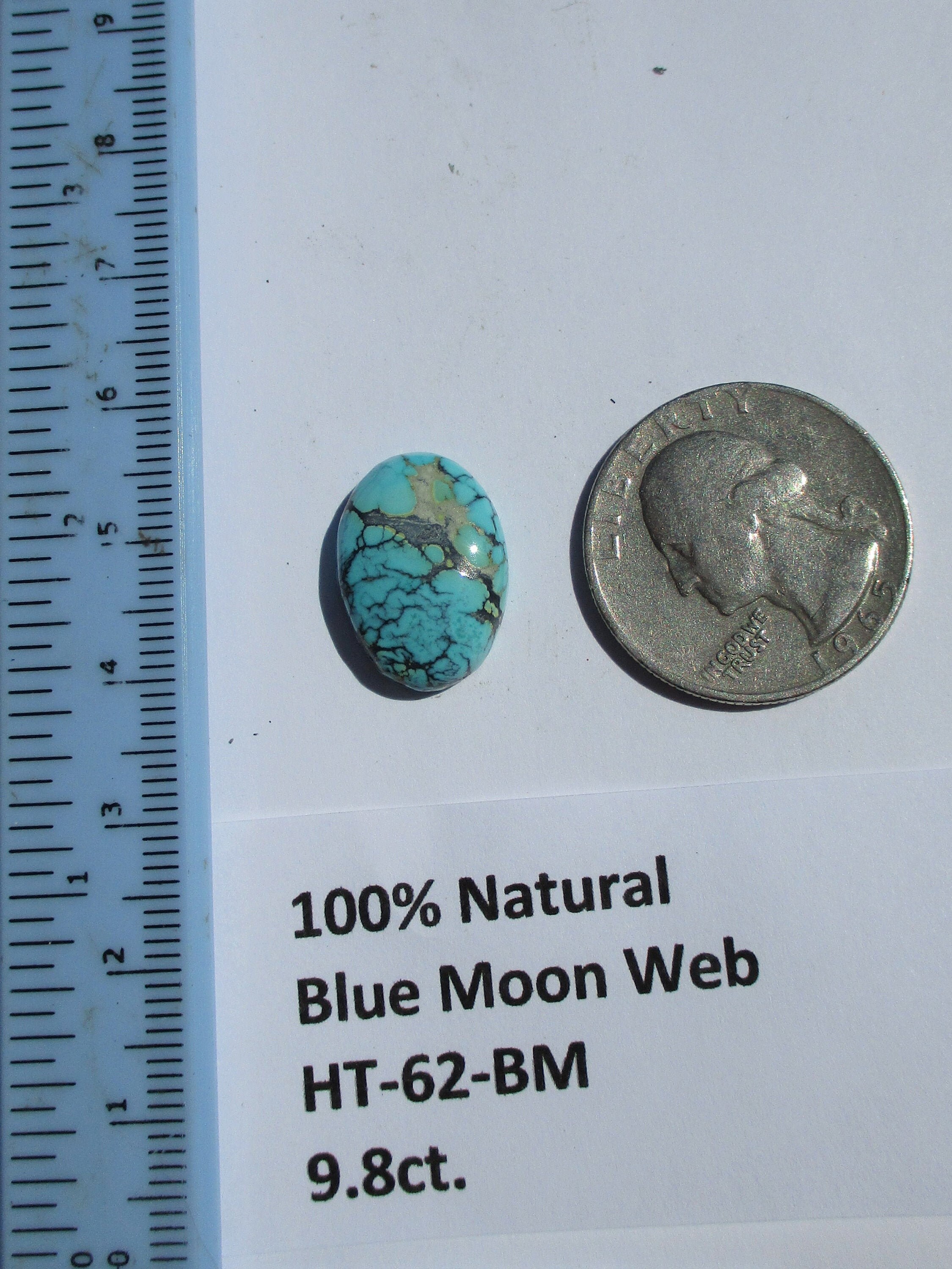 9.8 ct. 18x13x5 mm 100% Natural Web Blue Moon Turquoise | Etsy