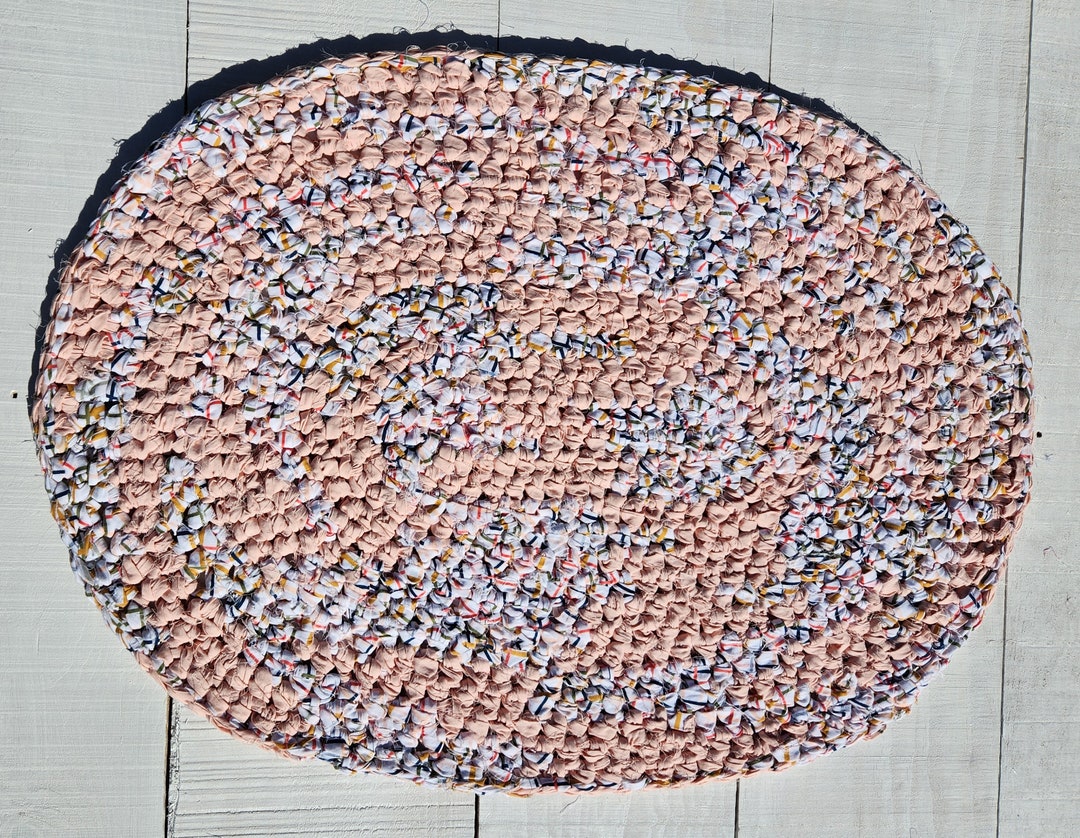 Rug Oval 37" X 26" Handmade Crocheted Rag Rug - Etsy