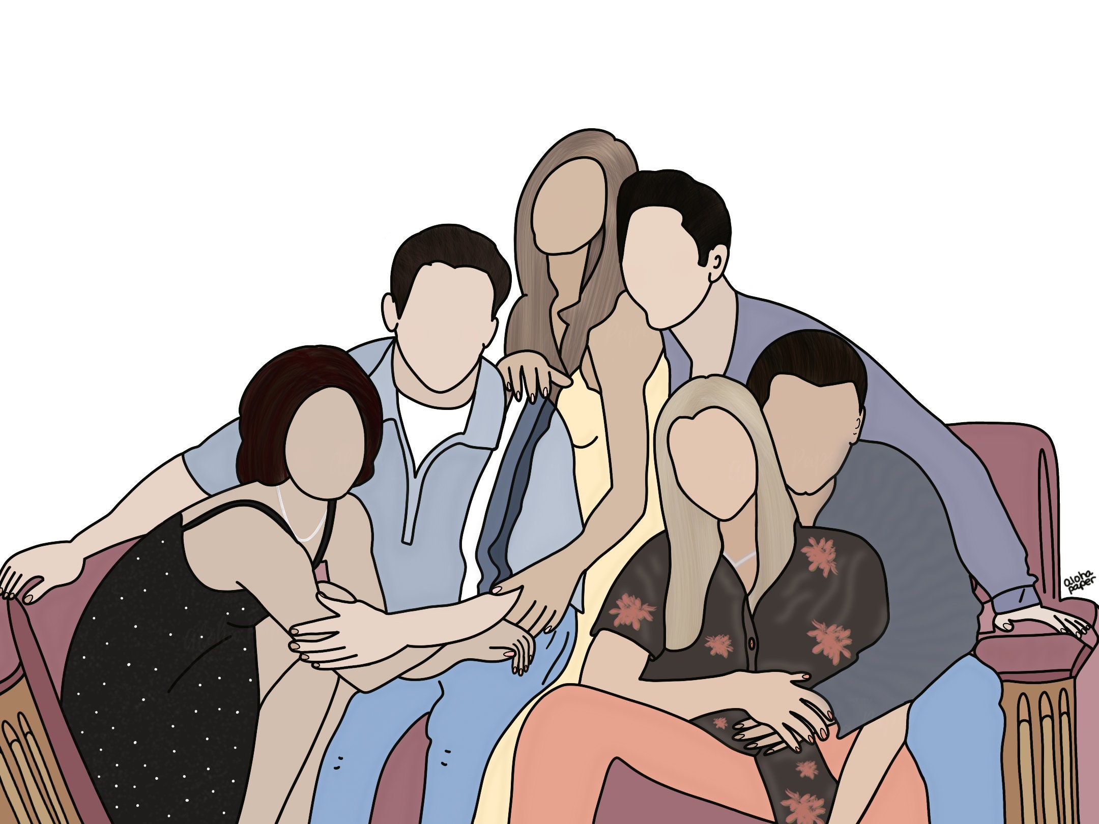 F.R.I.E.N.D.S.: faceless TV collection | Etsy