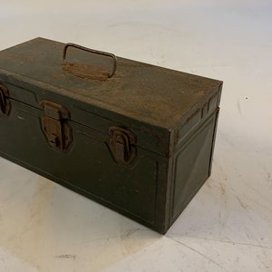 Vintage Army Green Metal Toolbox With Organizer Insert - Etsy