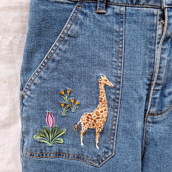 Embroidered Jeans - Etsy