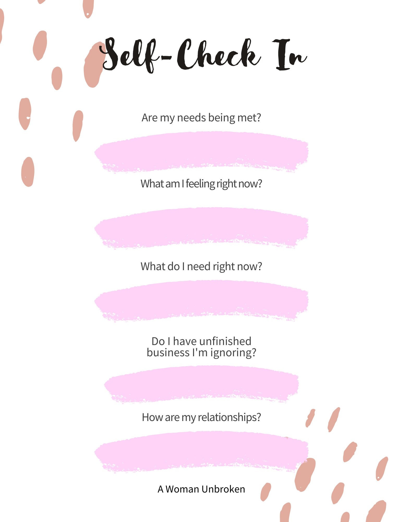 Self-check-in Exercise 10 Question Self-evaluation 8.5 11 Pink and ...