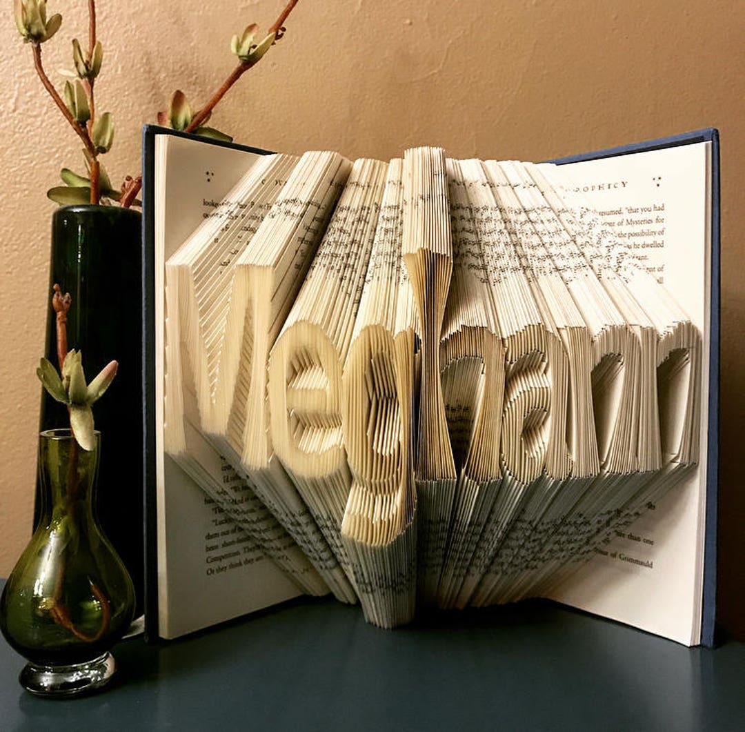 Name Folded Book Art- Paper Anniversary - Wedding Gift - Name Gift ...