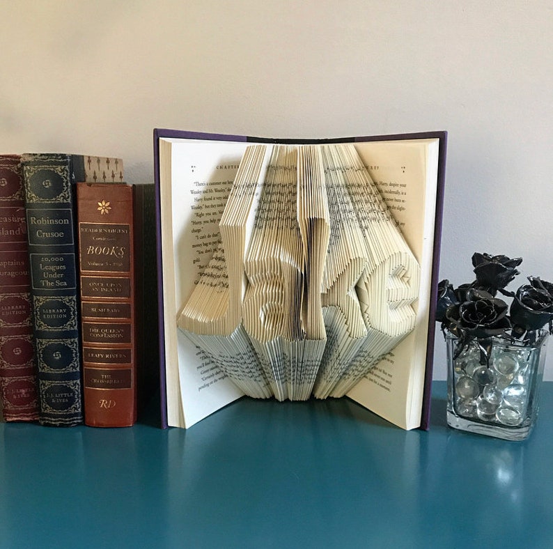 Name Folded Book Art- Paper Anniversary - Wedding Gift - Name Gift ...