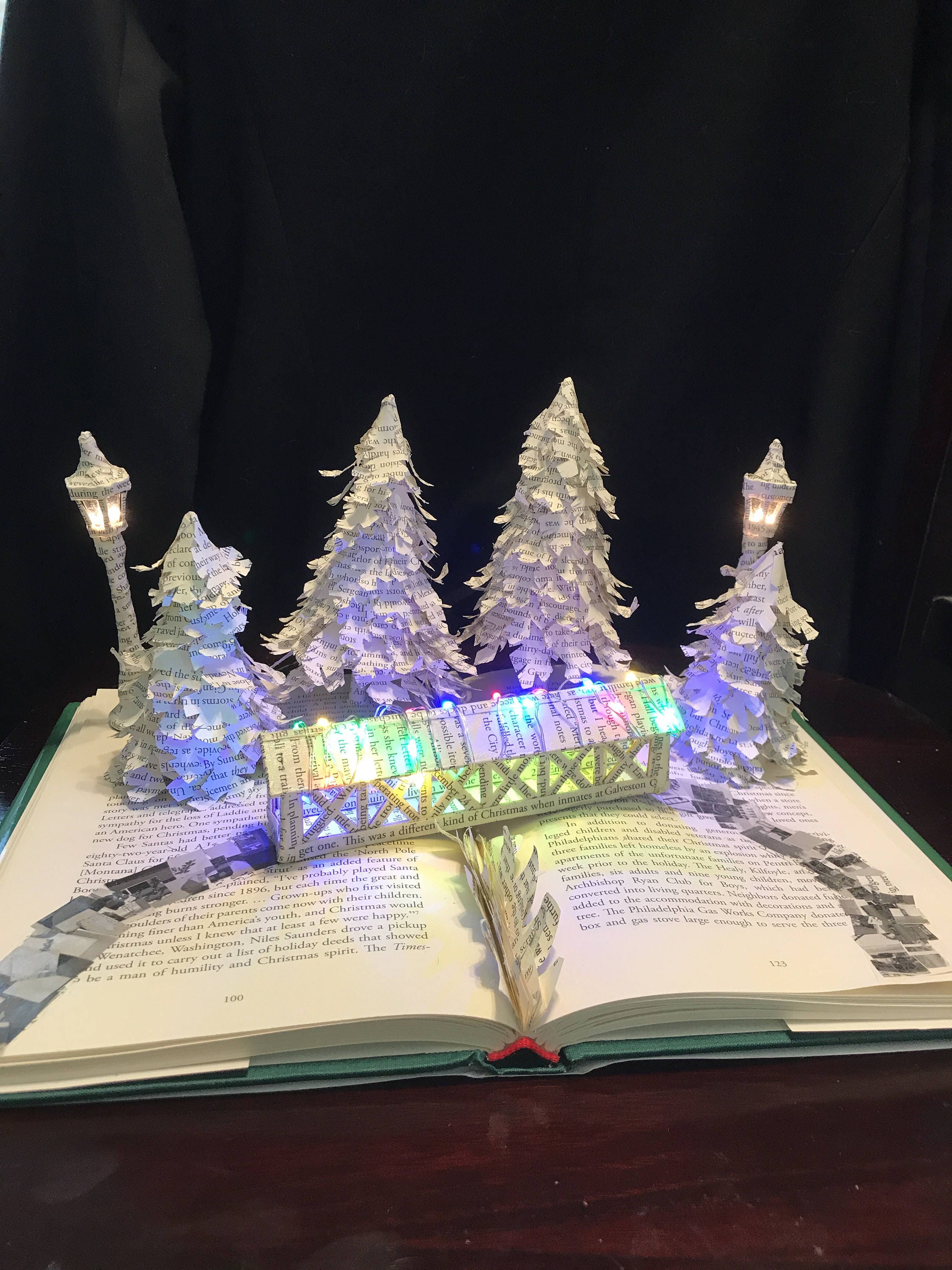 Winter Wonderland Book Sculpture-covered Bridge-book Lover Gifts-trees ...