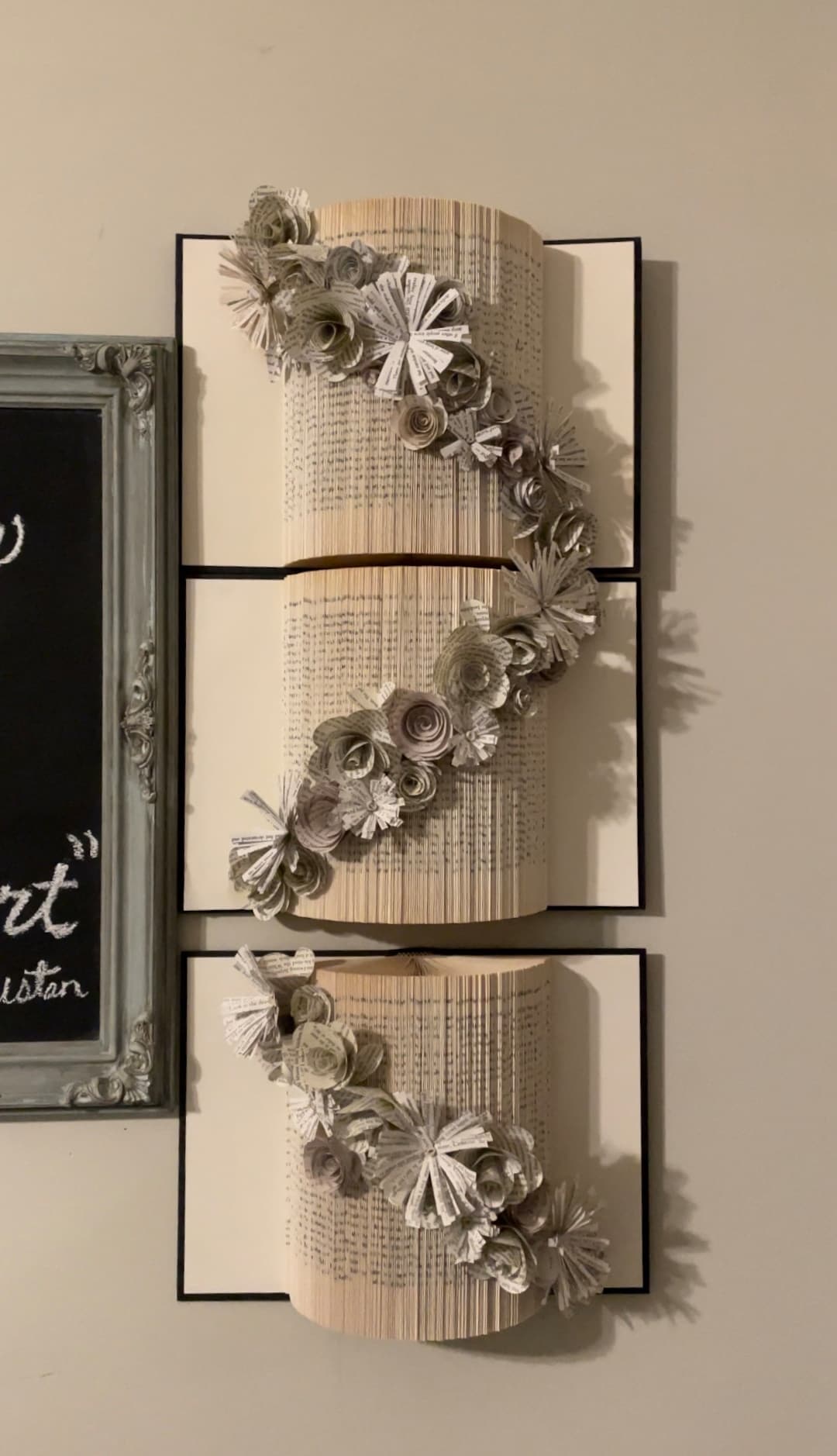 Wildflower Book Sculpture - Set of Three- Origami Book Wall Display ...