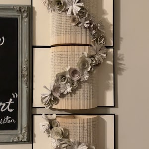 Wildflower Book Sculpture - Set of Three- Origami Book Wall Display ...