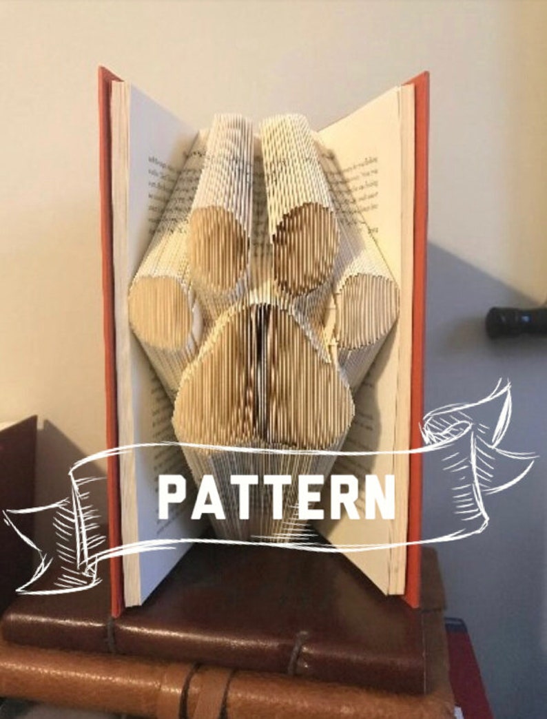 Single Dog Paw Folded Book Art PATTERN- Book Sculpture - First ...