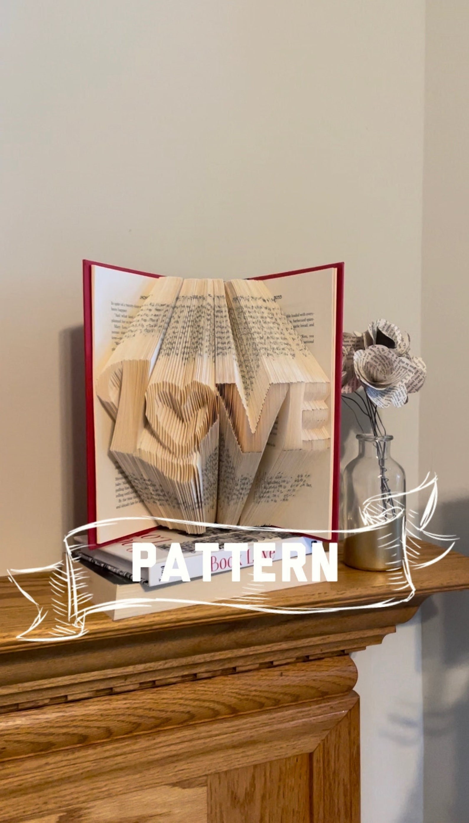 Love With Heart Folded Book Art PATTERN- Book Sculpture - First ...