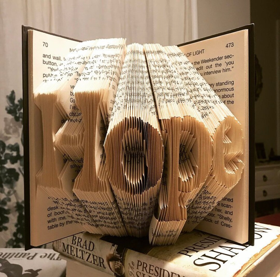 Hope Folded Book--origami- Book Sculpture - First Anniversary Gift for ...